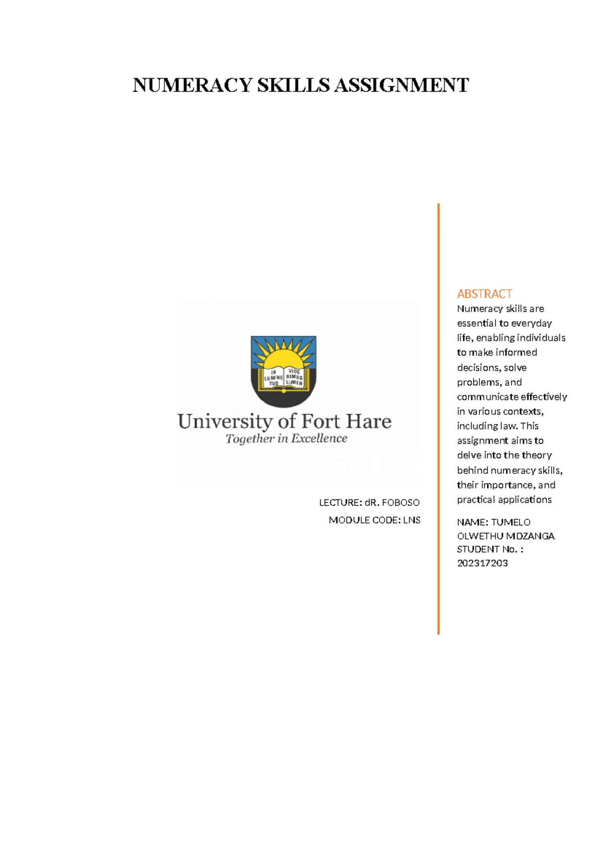 Numeracy Skills in Law: Financial Principles' Impact on Legal Decisions - Studocu