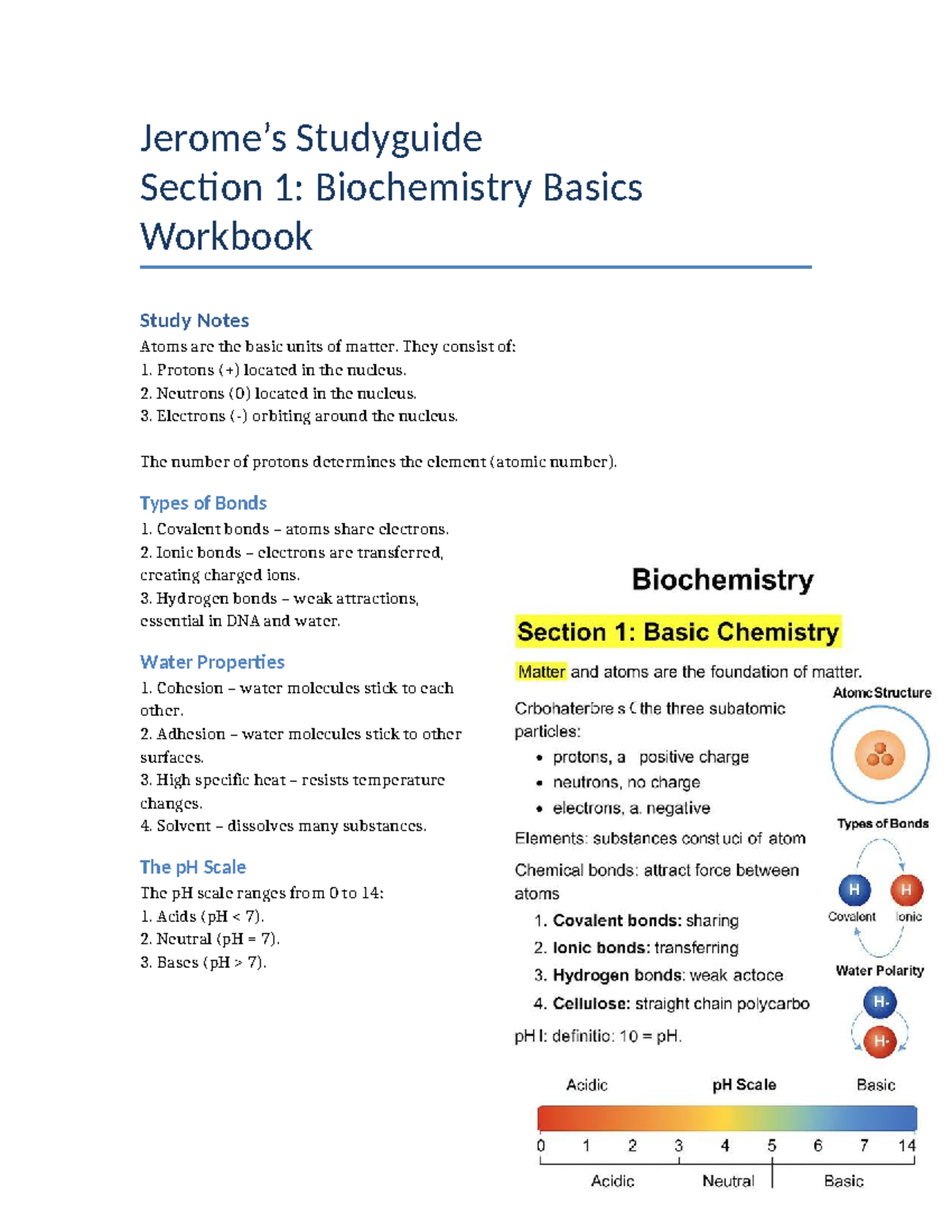 Jerome's Studyguide 1-6: Biochemistry Basics & Practice Exam Notes ...