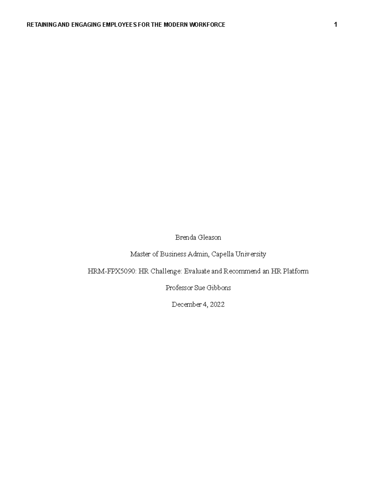 HRM-FPX5090 Gleason Brenda Assessment 4-1 - Brenda Gleason Master of ...