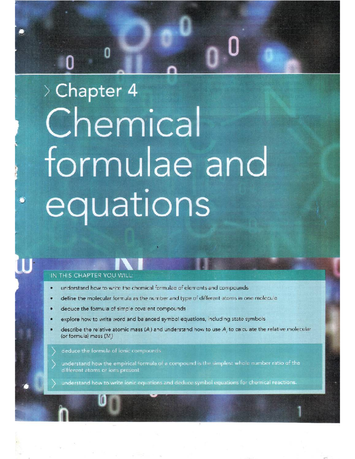 Chapter 4: Chemical Formulae and Equations - IGCSE Chemistry - Studocu