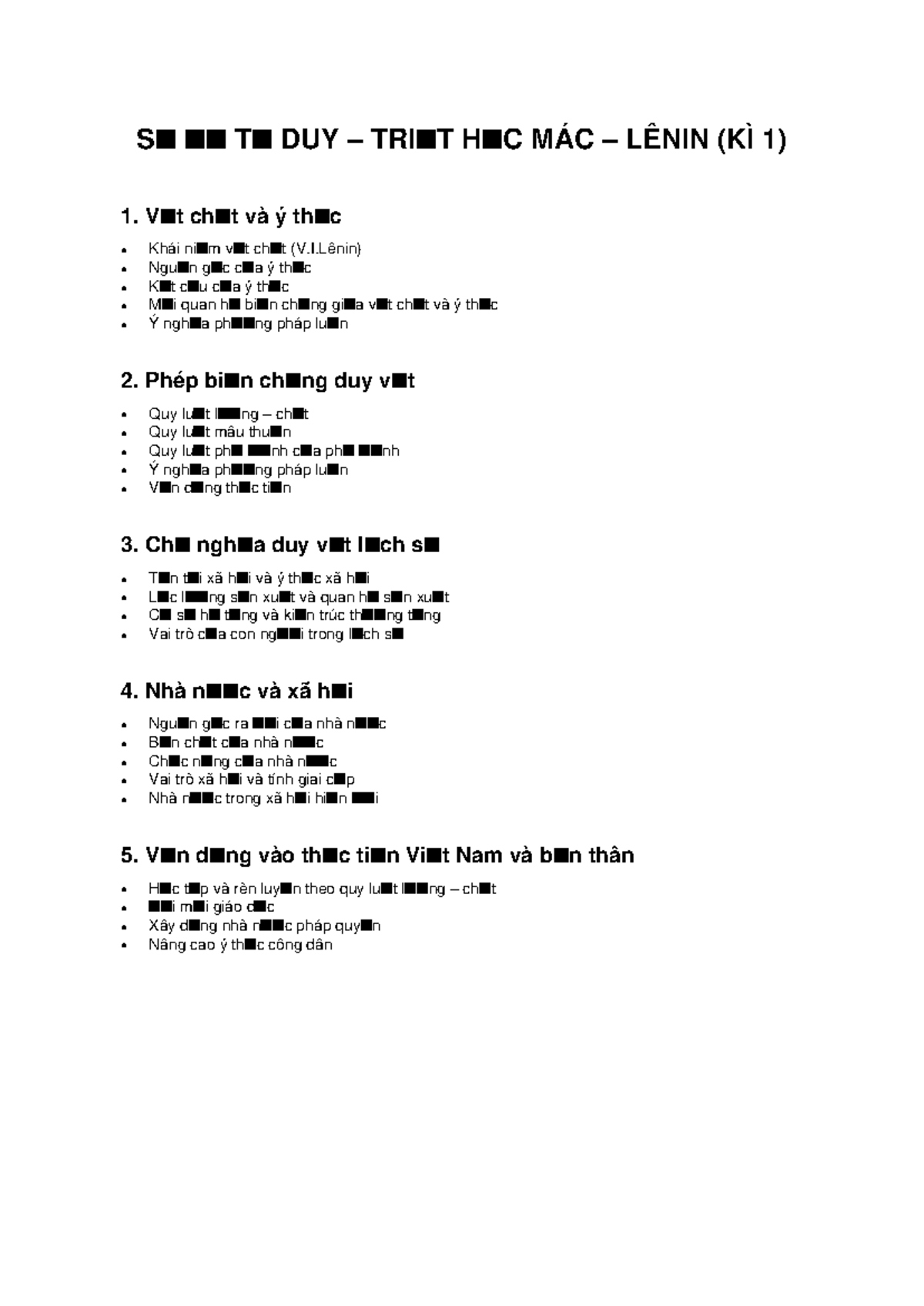 So do tu duy Triet Marx Lenin Ki1 - Sn nn Tn DUY – TRInT HnC MÁC – LÊNIN (KÌ 1) 1. Vnt chnt và ý ...