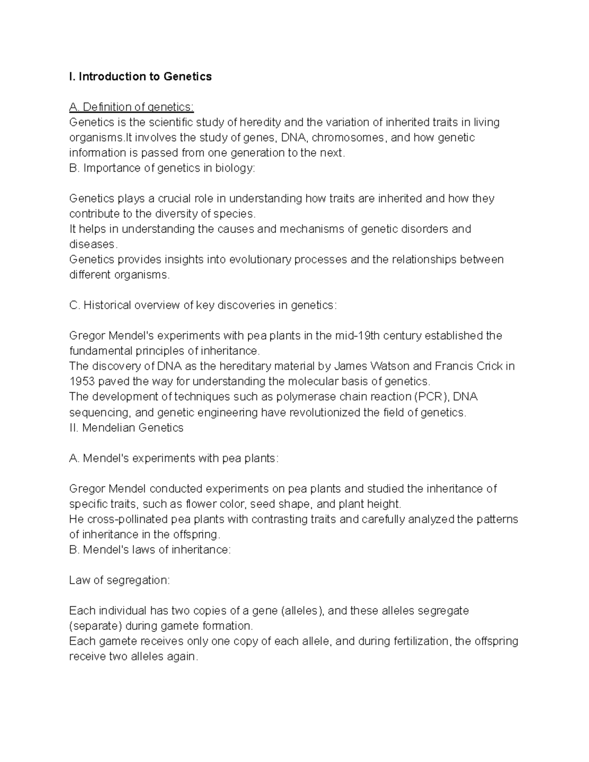 Genetics Biology Notes: Key Concepts and Applications in Heredity - Studocu