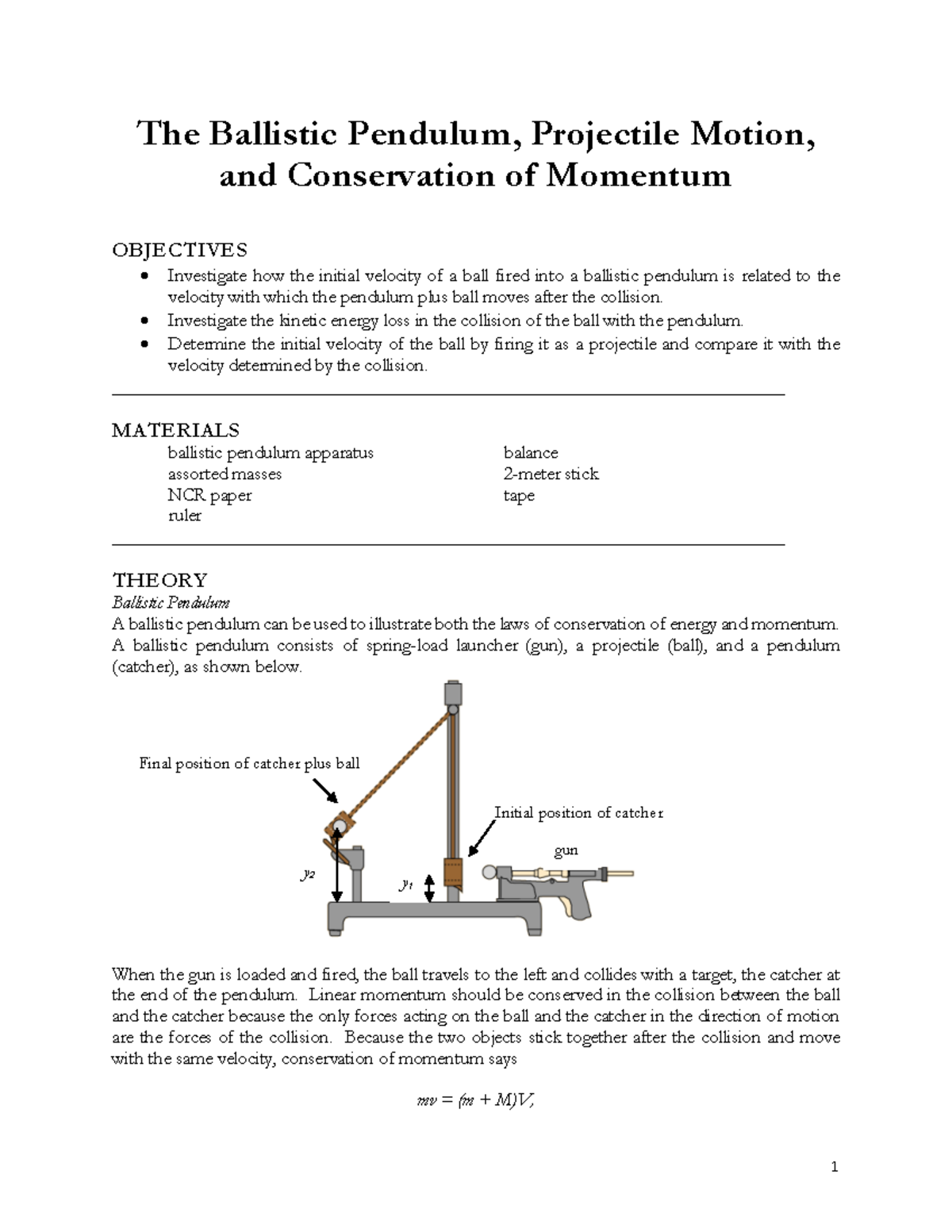 Ballistic Pendulum Lab: Momentum, Energy & Projectile Motion Study ...