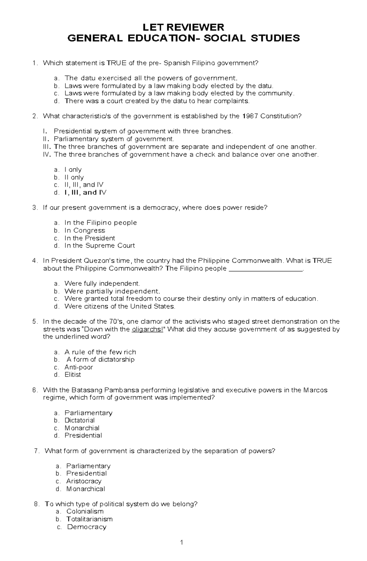 LET REVIEWER: GENERAL SOCIAL STUDIES 1 (Comprehensive Study Notes ...