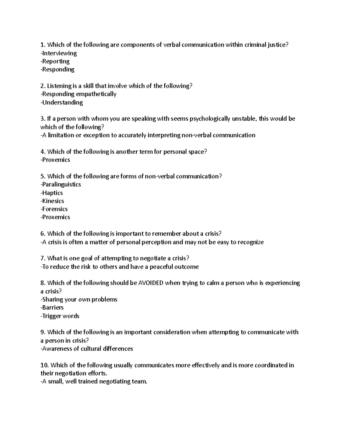 Module 2 Quiz: Key Concepts of Communication in Criminal Justice - Studocu