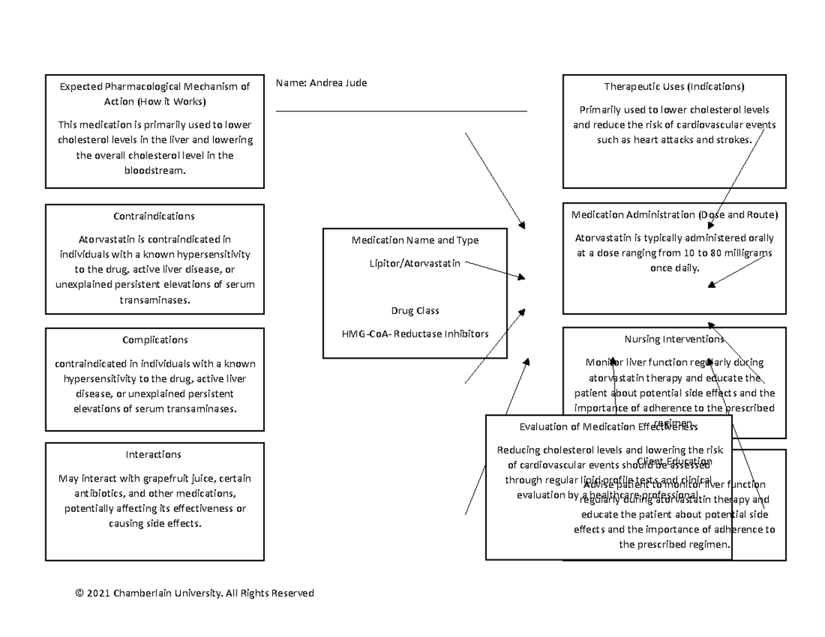 NR293 Active Learning Activity: Atorvastatin Medication Map Nov 21 ...