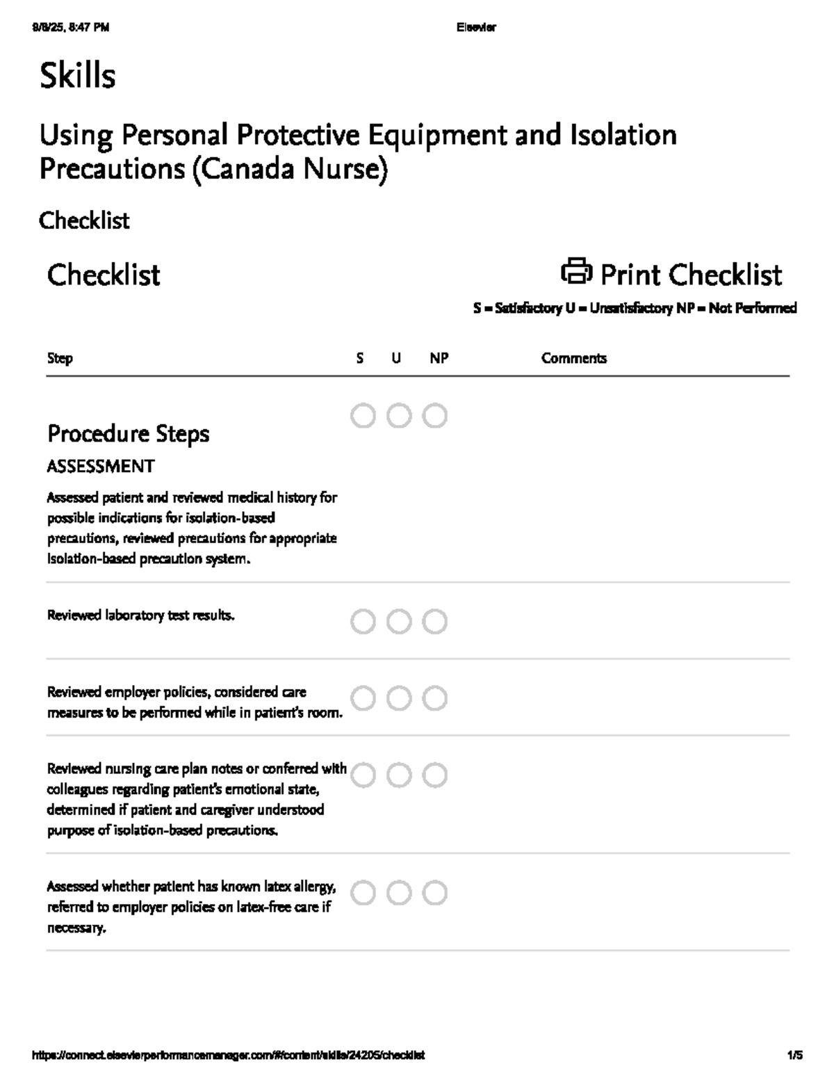 PPE Checklist for Isolation Precautions (Canada Nurse) - Studocu