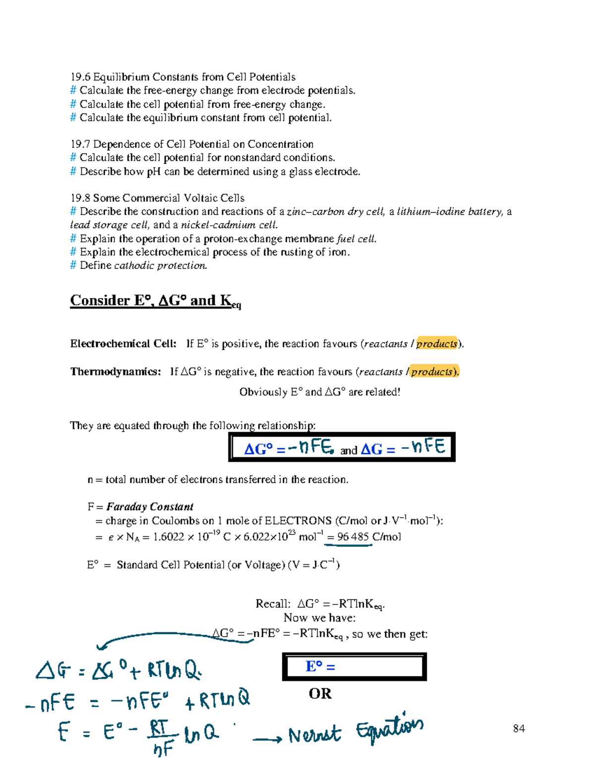 Guided Reading 8 - Electrochem Part3 - Week 8 - 19 Equilibrium ...
