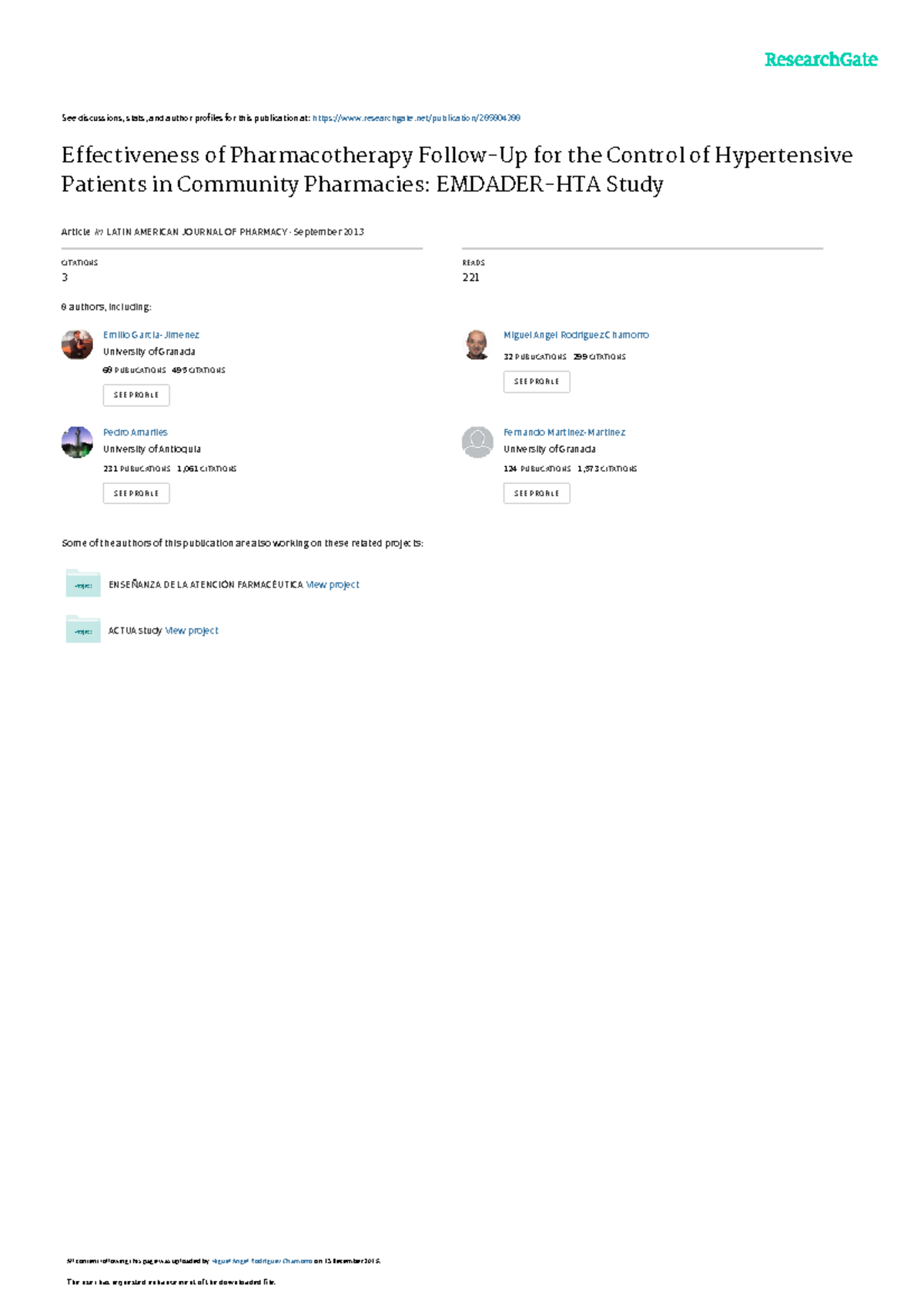Effectiveness of Pharmacotherapy in Hypertensive Patients: SFT HTA ...