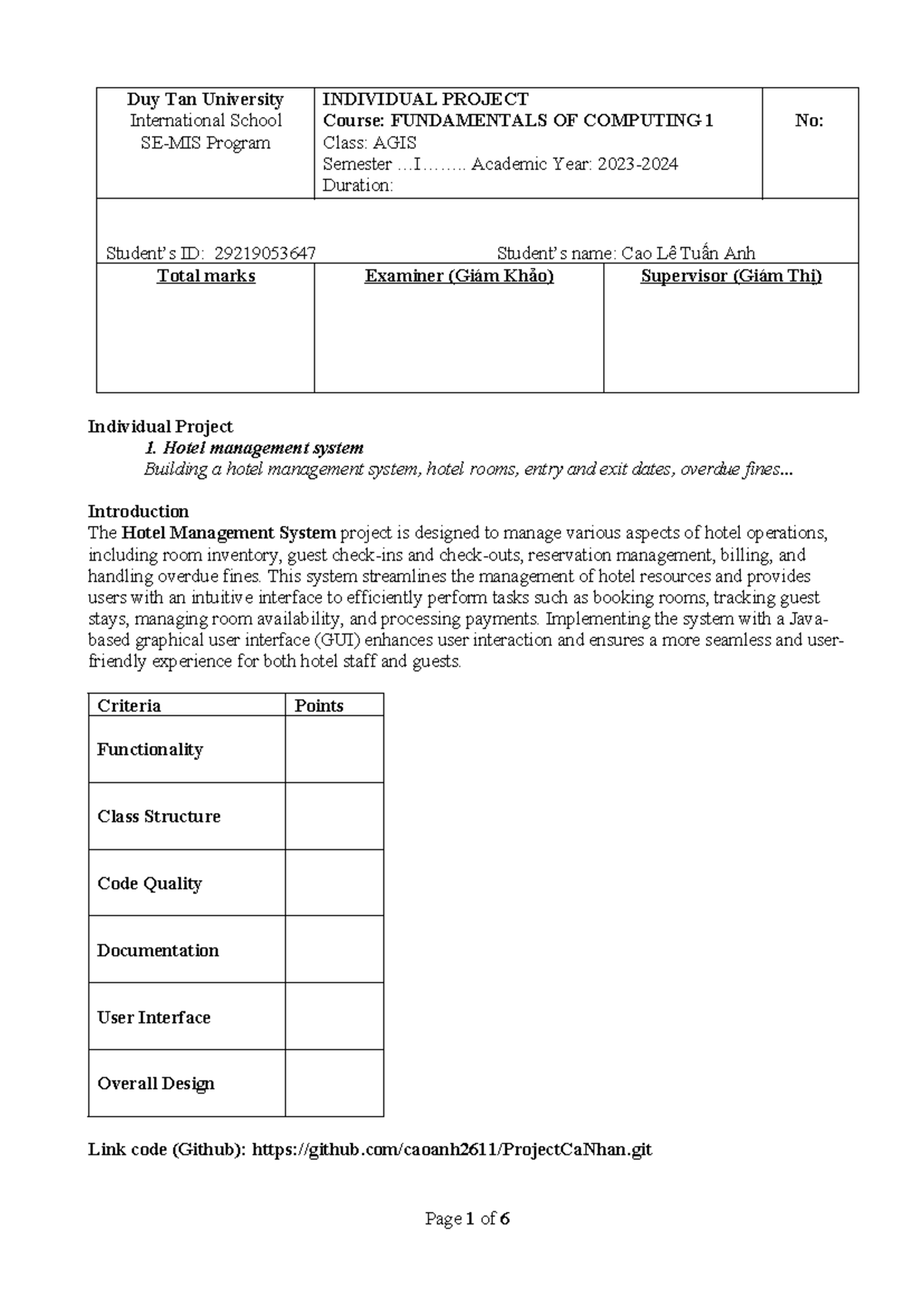 Individual Project Template - Duy Tan University International School ...