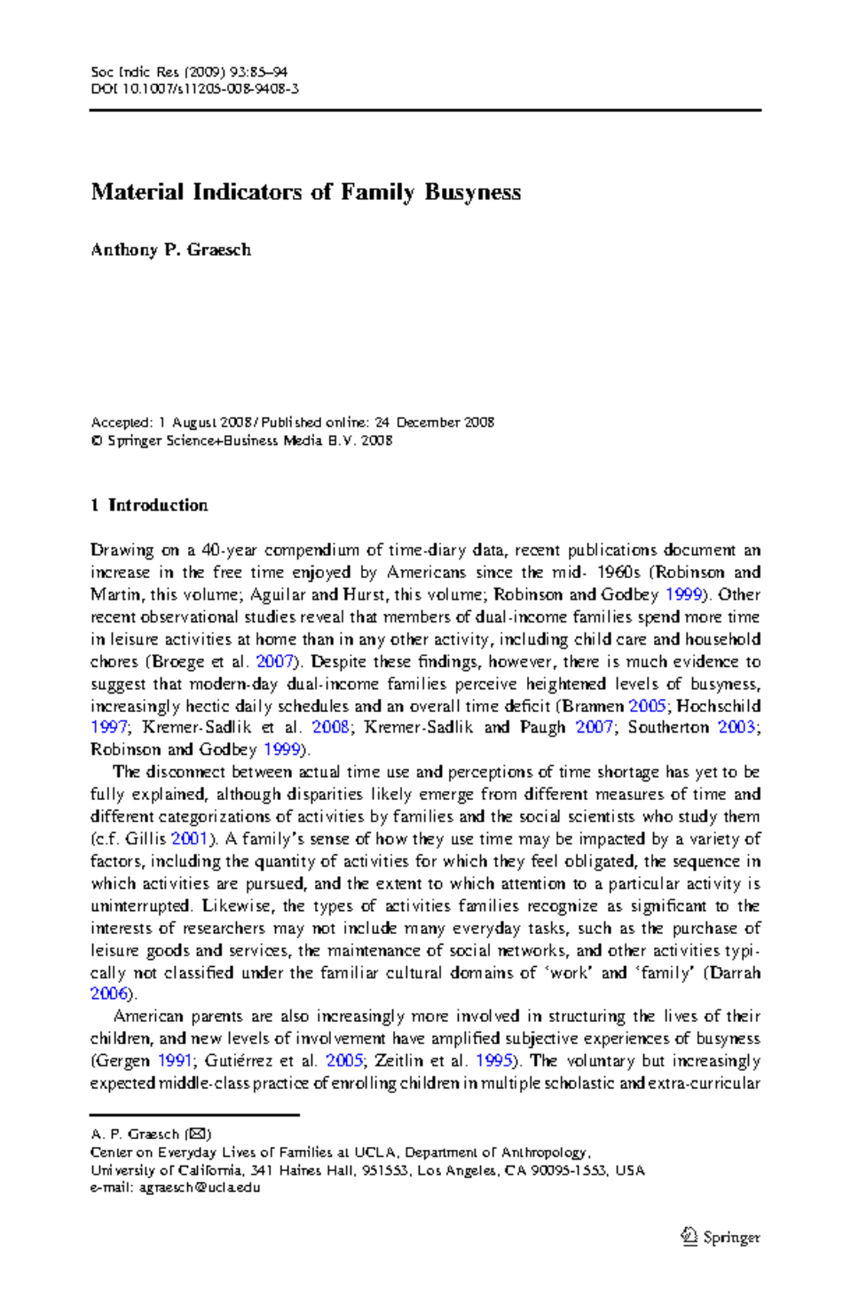 Material Indicators of Family Busyness: Insights from CELF Study (ANTH ...