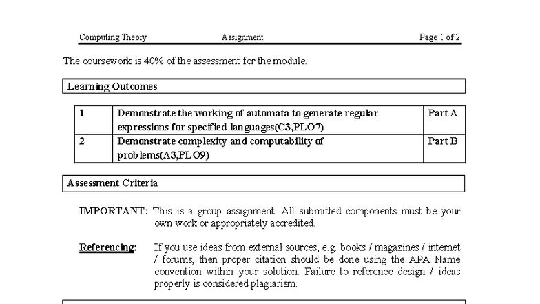 COMT082025 Computing Theory Group Assignment Guidelines - Studocu