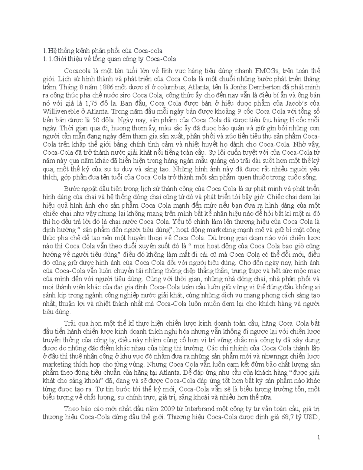 Case Study - Coca Cola's Distribution Channels & Market Strategy - Studocu