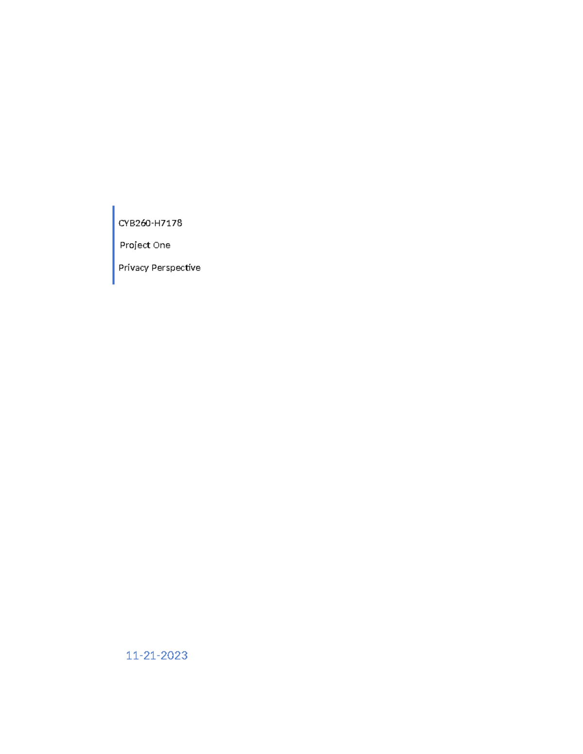 CYB260 Project One: Analyzing Privacy and Compliance Challenges - Studocu