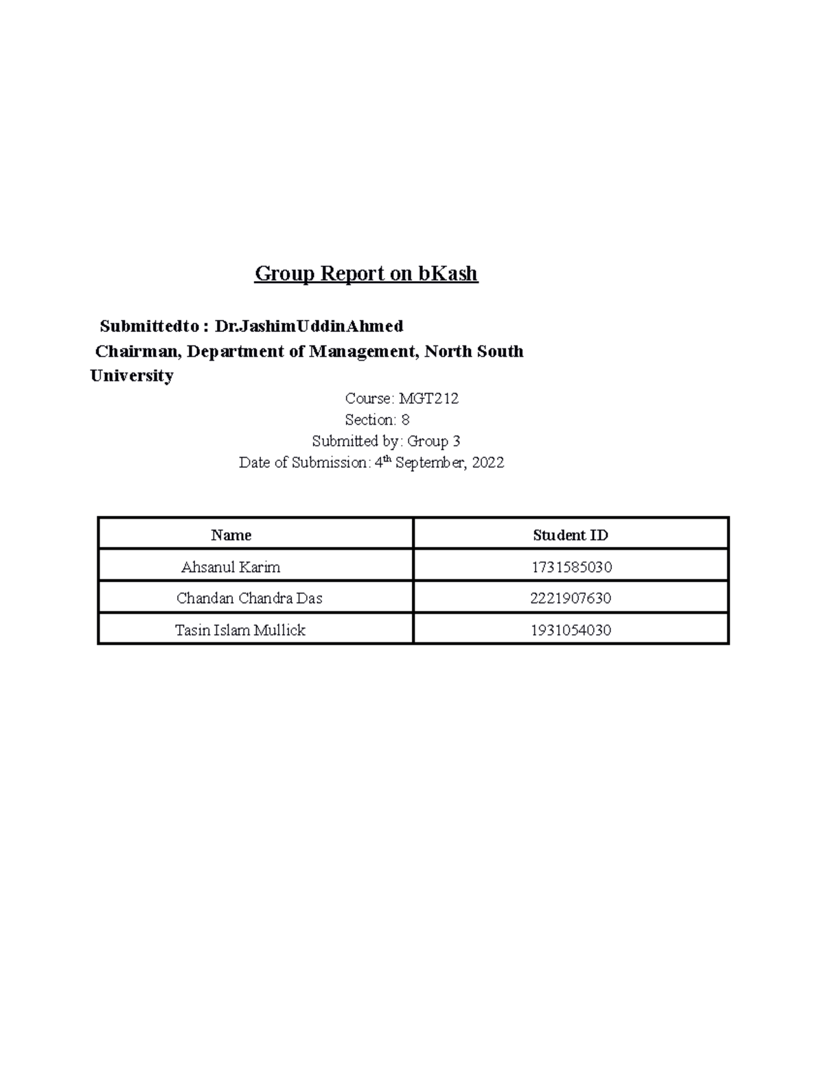 MGT 8 Group Report: Analyzing bKash's Business Model & Challenges - Studocu