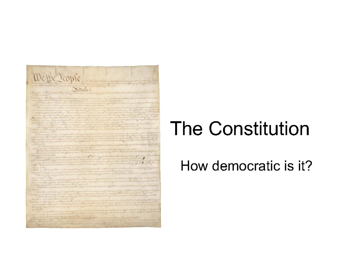 How Democratic is the U.S. Constitution? Analysis of Principles - Studocu