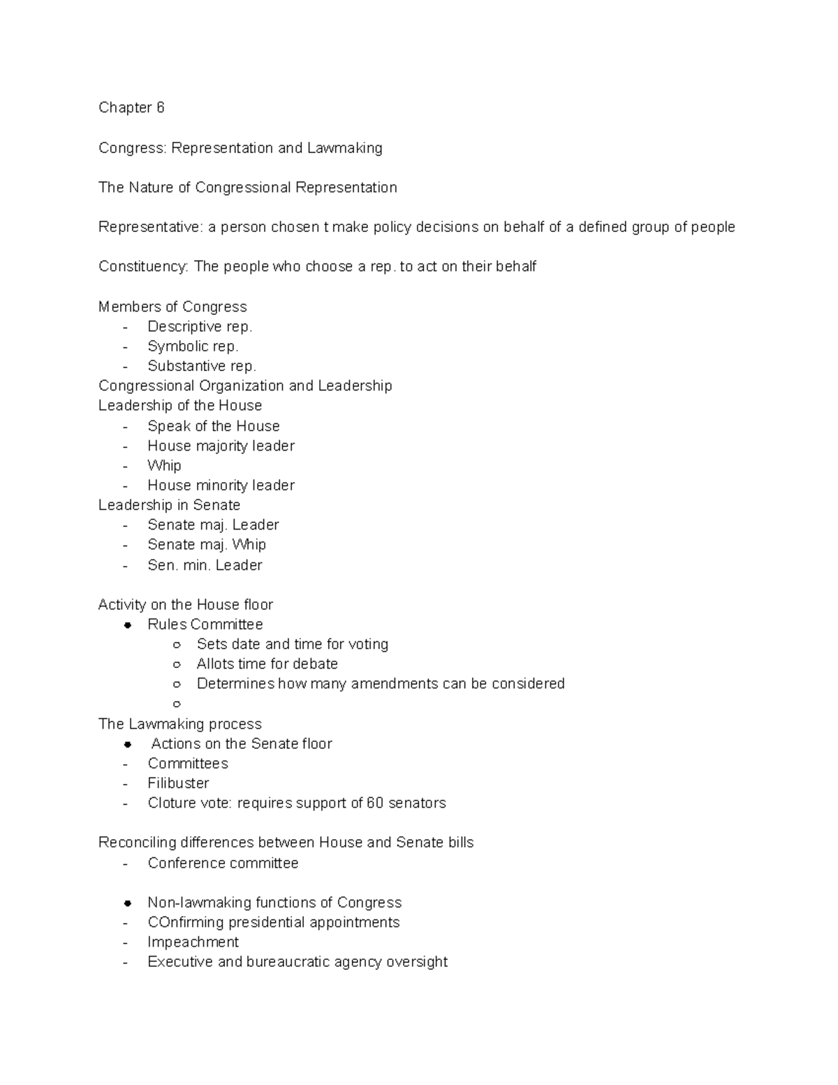 Congress, Bureaucracy & Mass Media Notes (Chapters 6, 8, 11) - Studocu