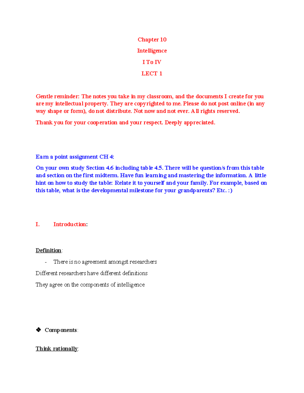 Exploring Intelligence: Definitions & Theories (PSY 101 LECT 1) - Studocu