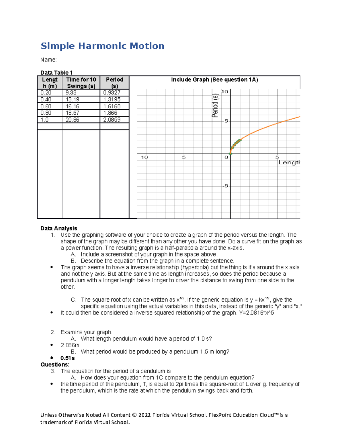 Worksheet 05 01 1 - gdw3 - Simple Harmonic Motion Name: Data Table 1 ...