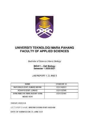 BIO Lab Report - BIO HISTOLOGY OF CELLS AND TISSUES LABORATORY REPORT ...