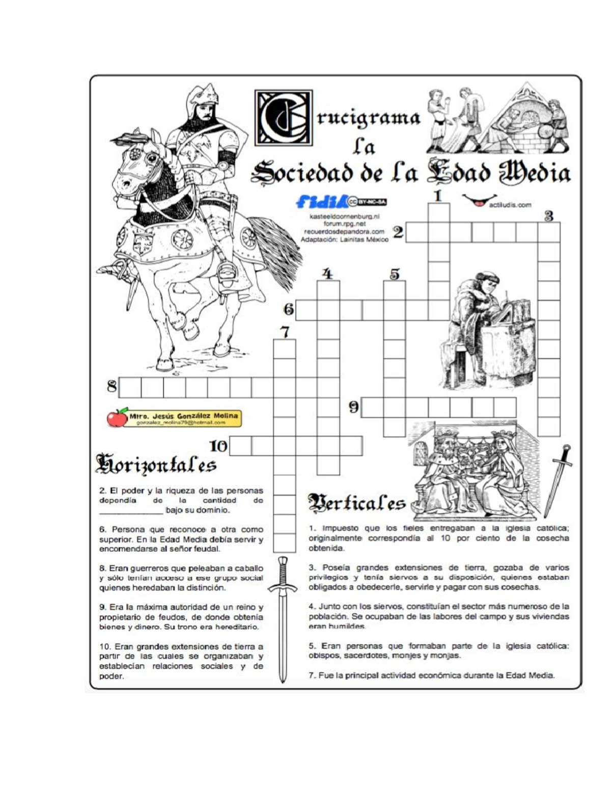 C Crucigrama DE LA EDAD Media O Feudal - rucigrama La Sociedad de La ...