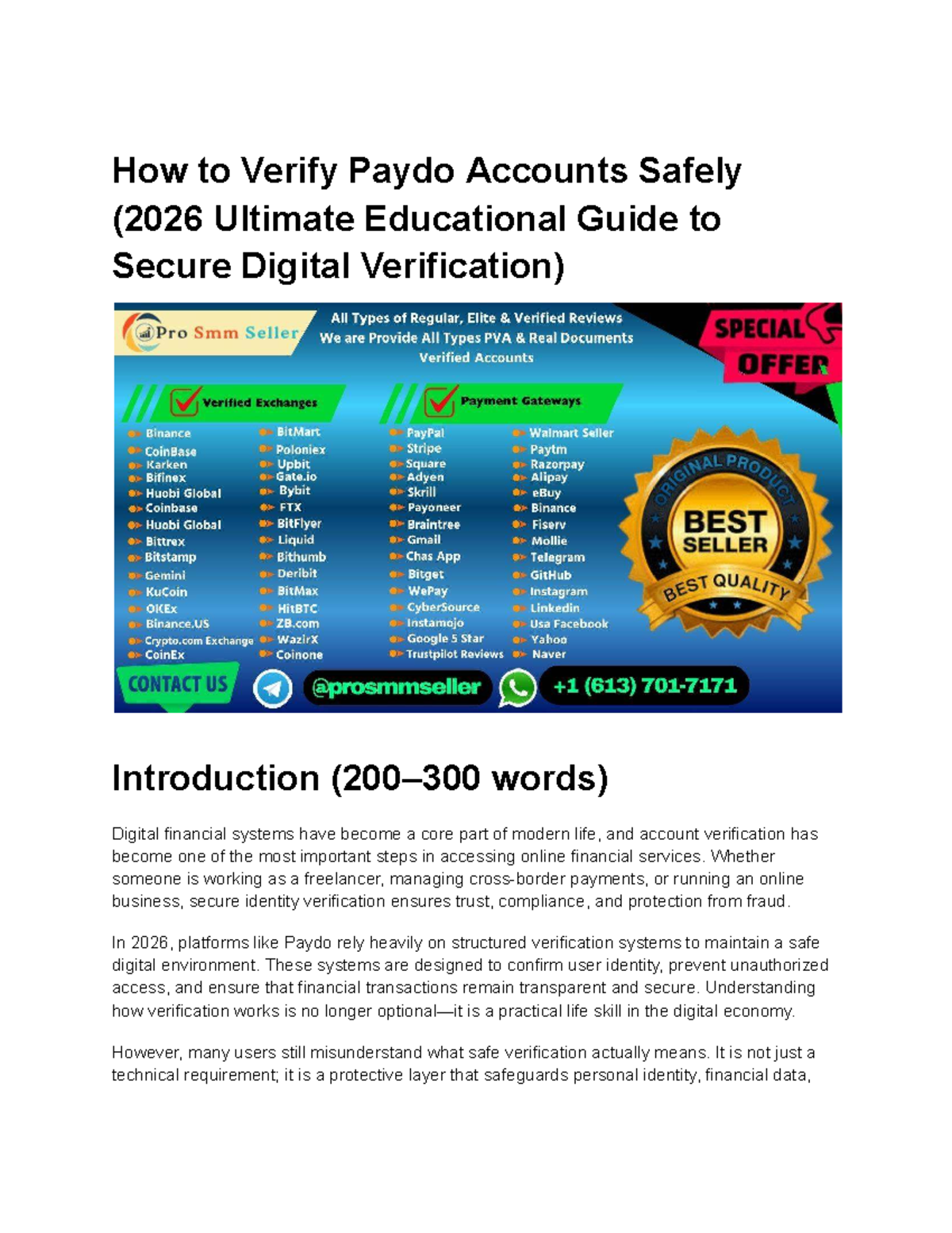 How to Safely Verify Paydo Accounts: 2026 Educational Guide - Studocu