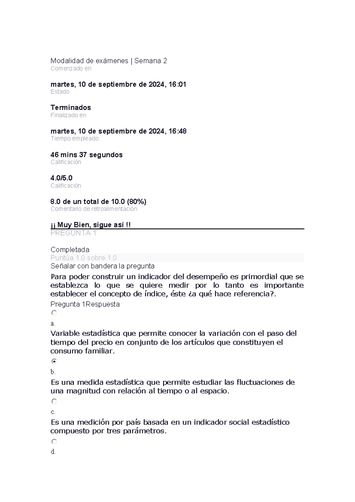 Indicadores y Evaluación del Desempeño - Exámenes 2 - Studocu