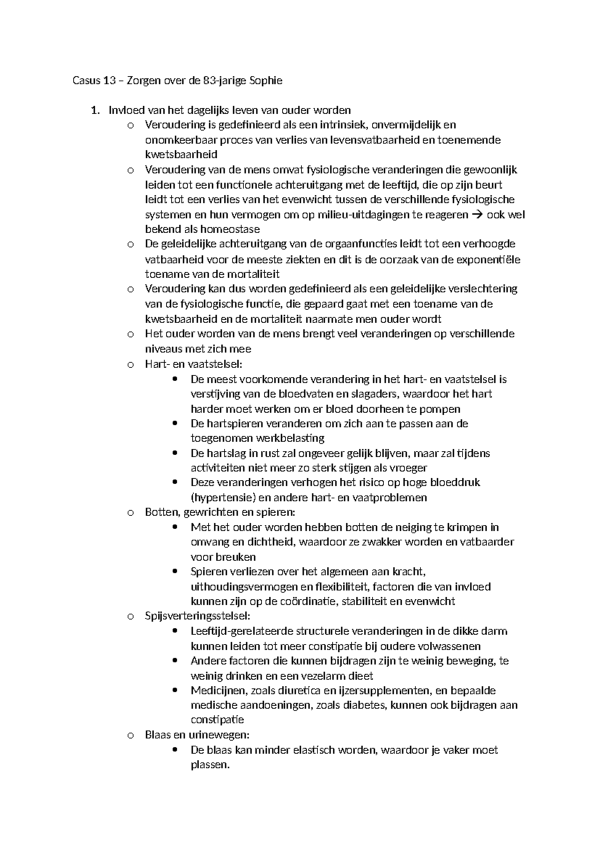 Casus 13: Veroudering en de Invloed op het Dagelijks Leven - Studeersnel