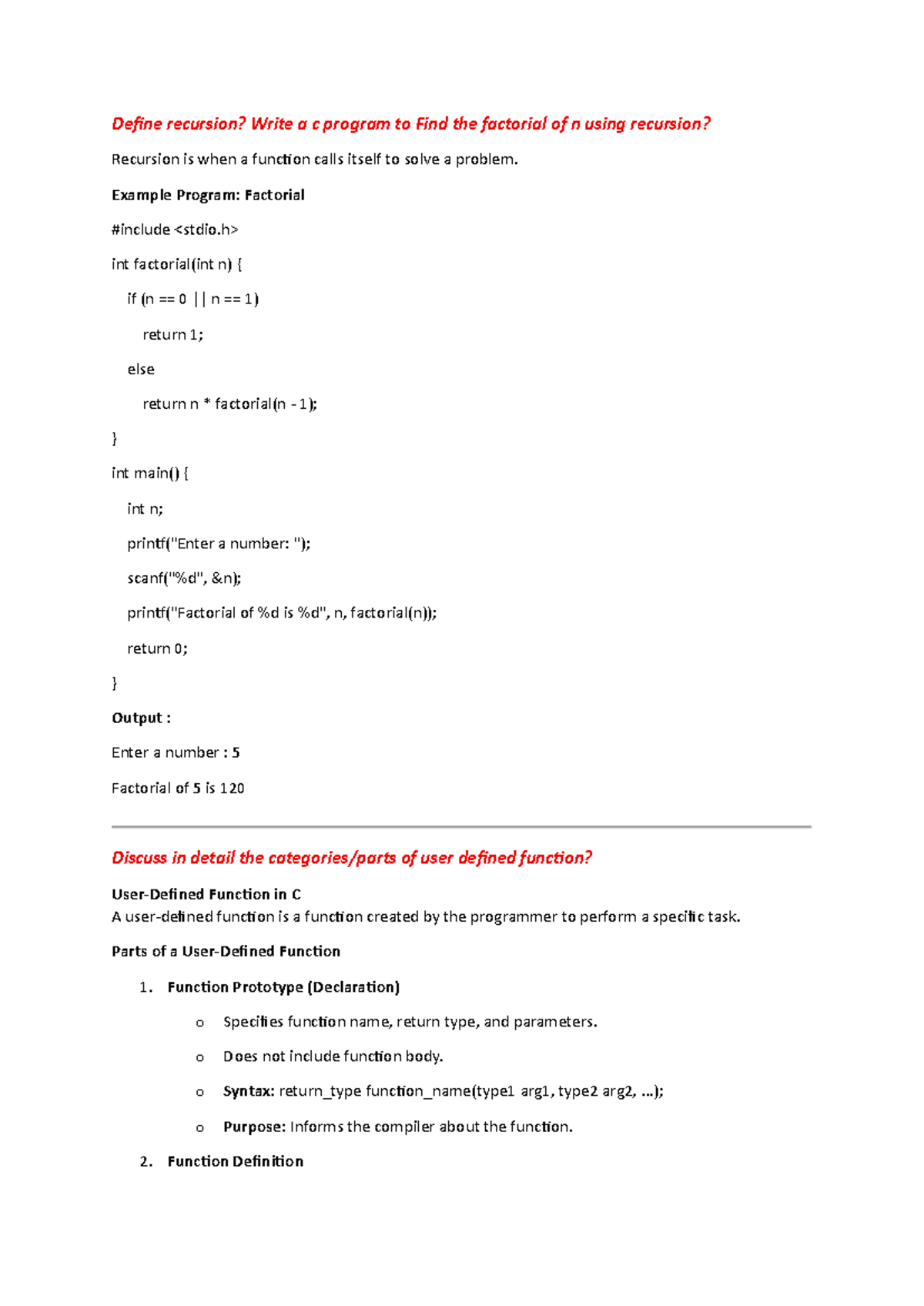 C Programming: Recursion, Functions, and Arrays (Module 3) - Studocu