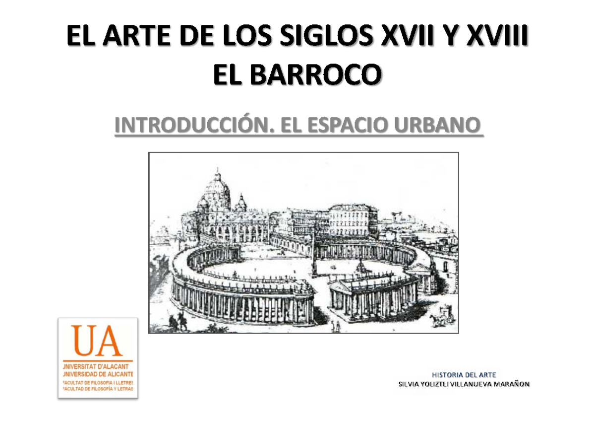 ARTE DEL BARROCO: SIGLOS XVII Y XVIII - UNA INTRODUCCIÓN - Studocu