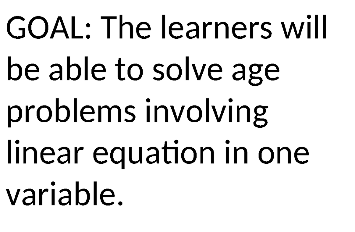 AGE Problems in Linear Equations - Activity Guide - Studocu
