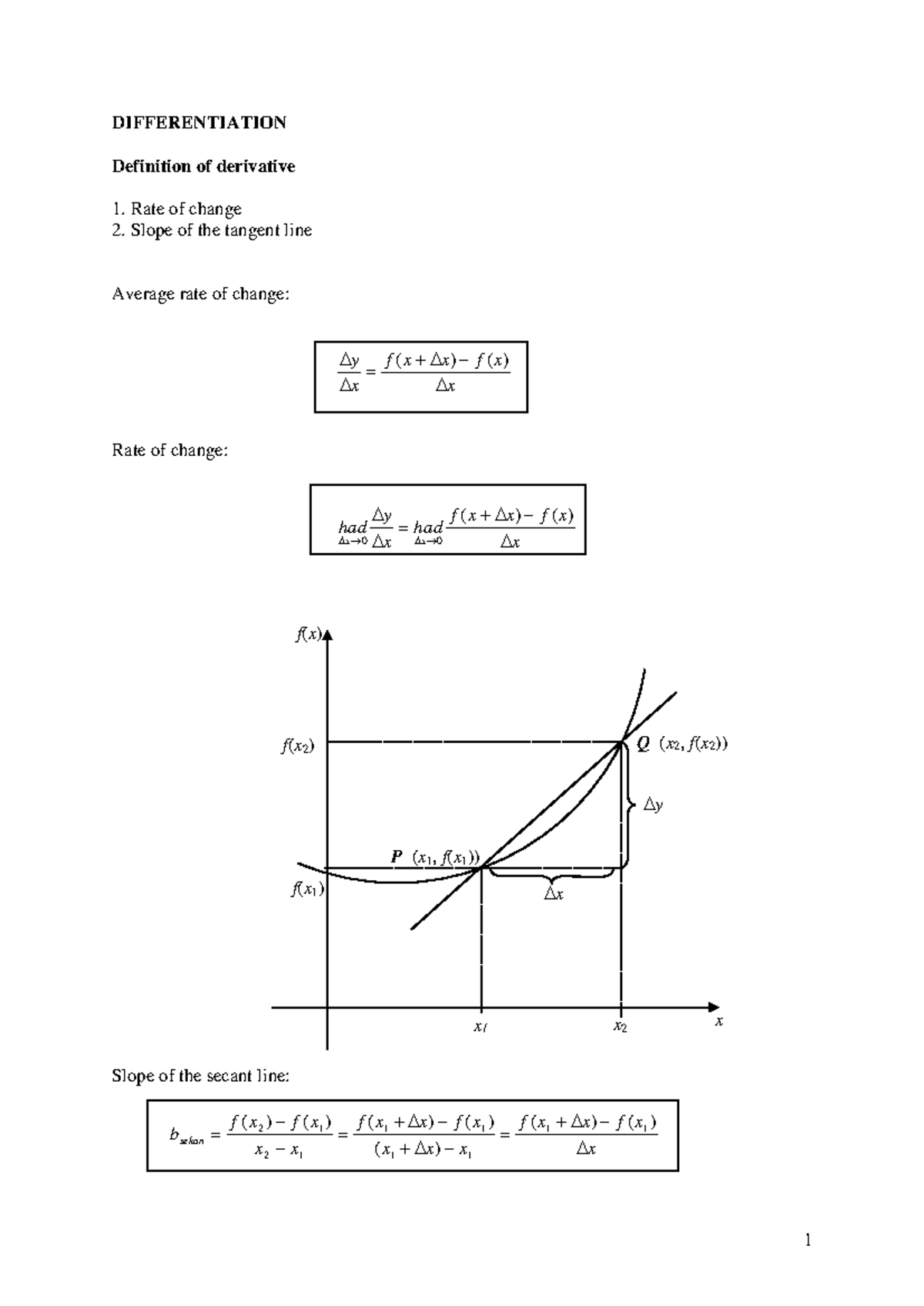 9. Notes - Differentiation: Understanding Derivatives and Rates of ...