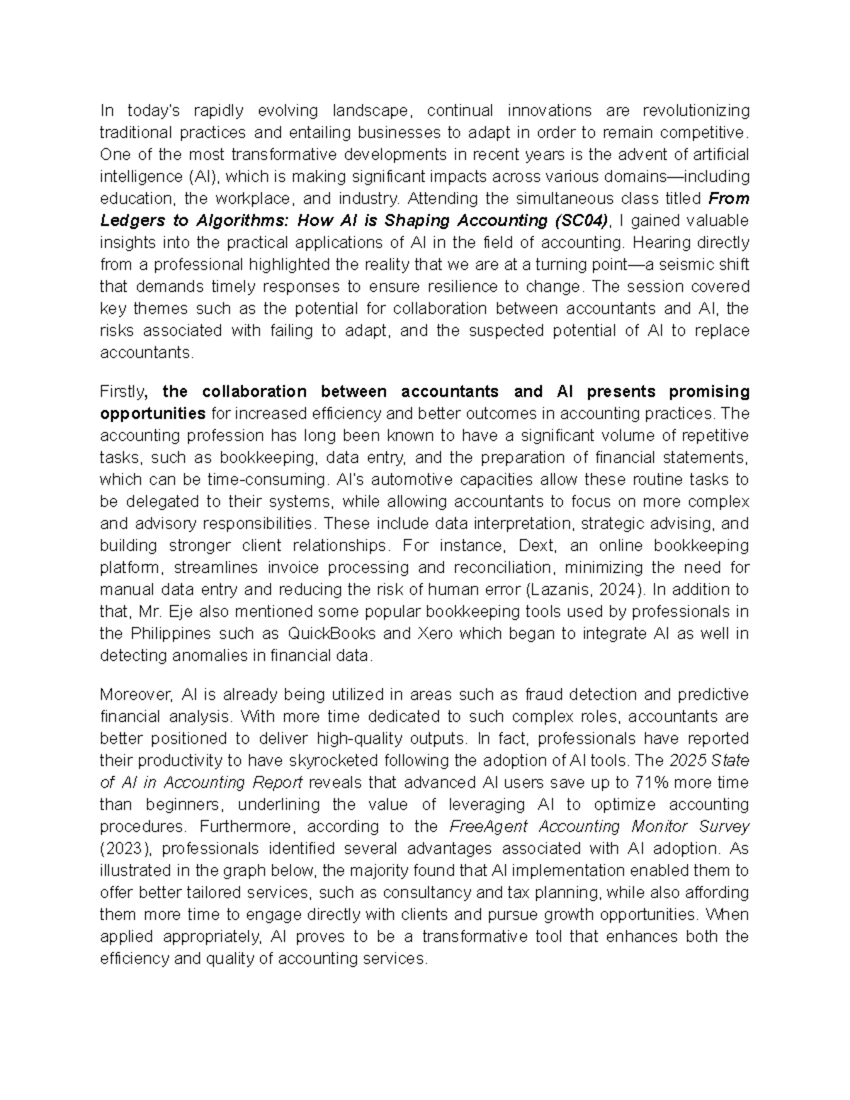 ASR2:3 Insight Paper on AI's Impact in Accounting Practices - Studocu