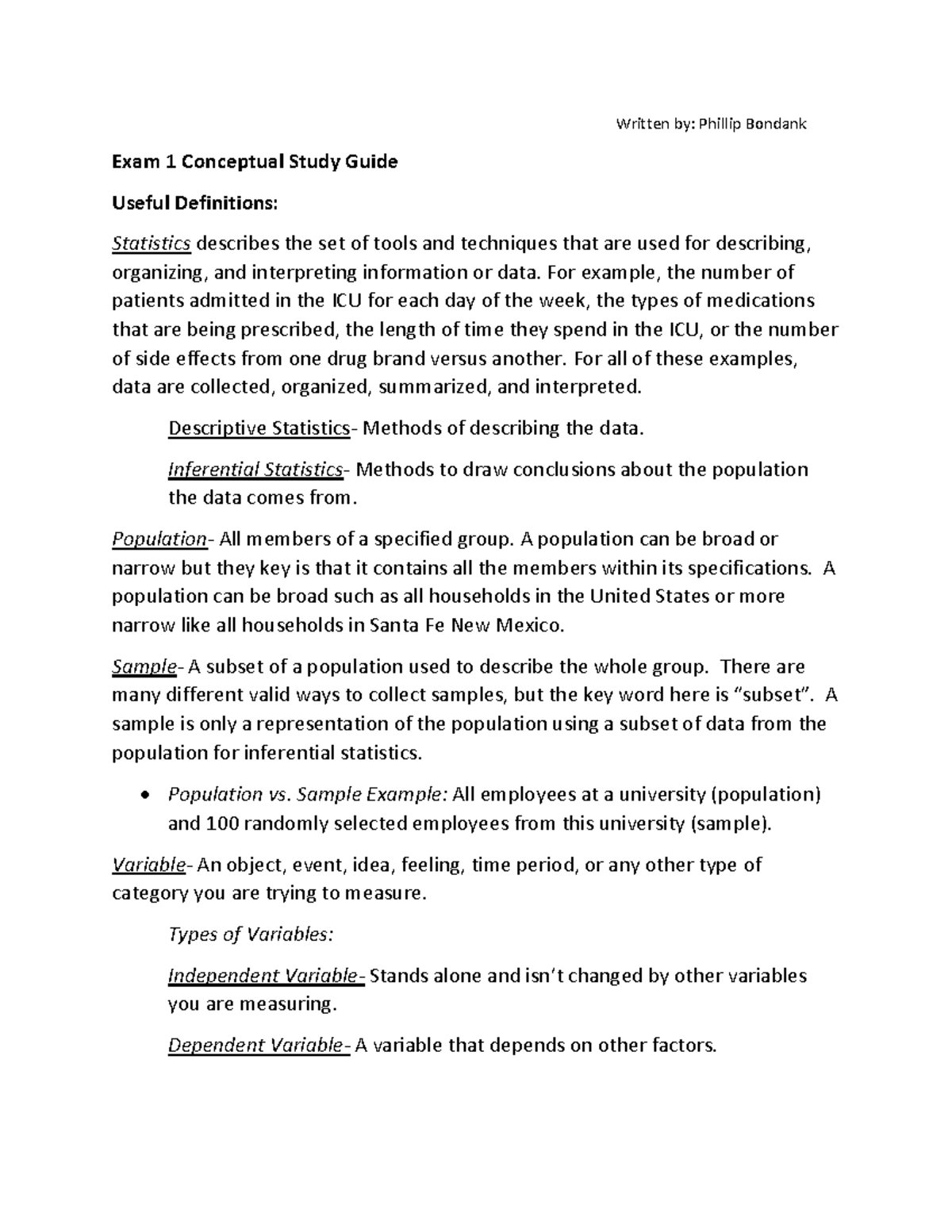 HCD 300 Exam 1 Conceptual Study Guide and Key Statistics Concepts - Studocu