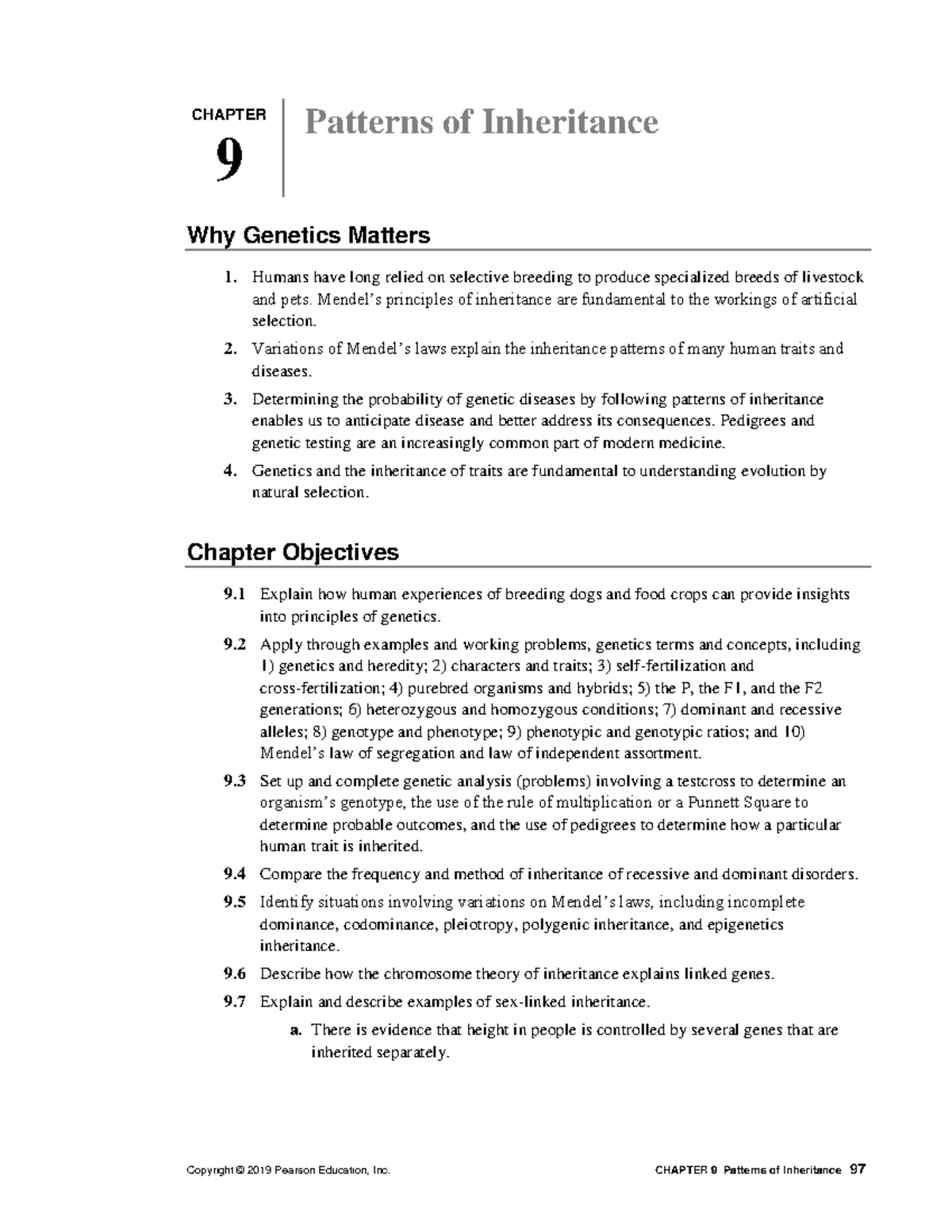Genetics: Chapter 9 - Patterns of Inheritance Overview - Studocu