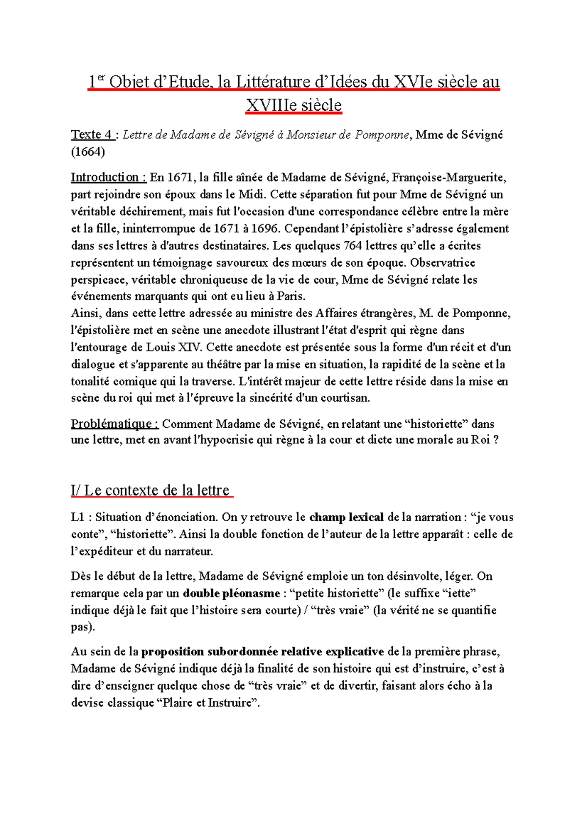 Analyse linéaire texte 4, Pamphile - Texte 4, La Bruyère : Pamphile 1. Introduction : Dans “Les ...