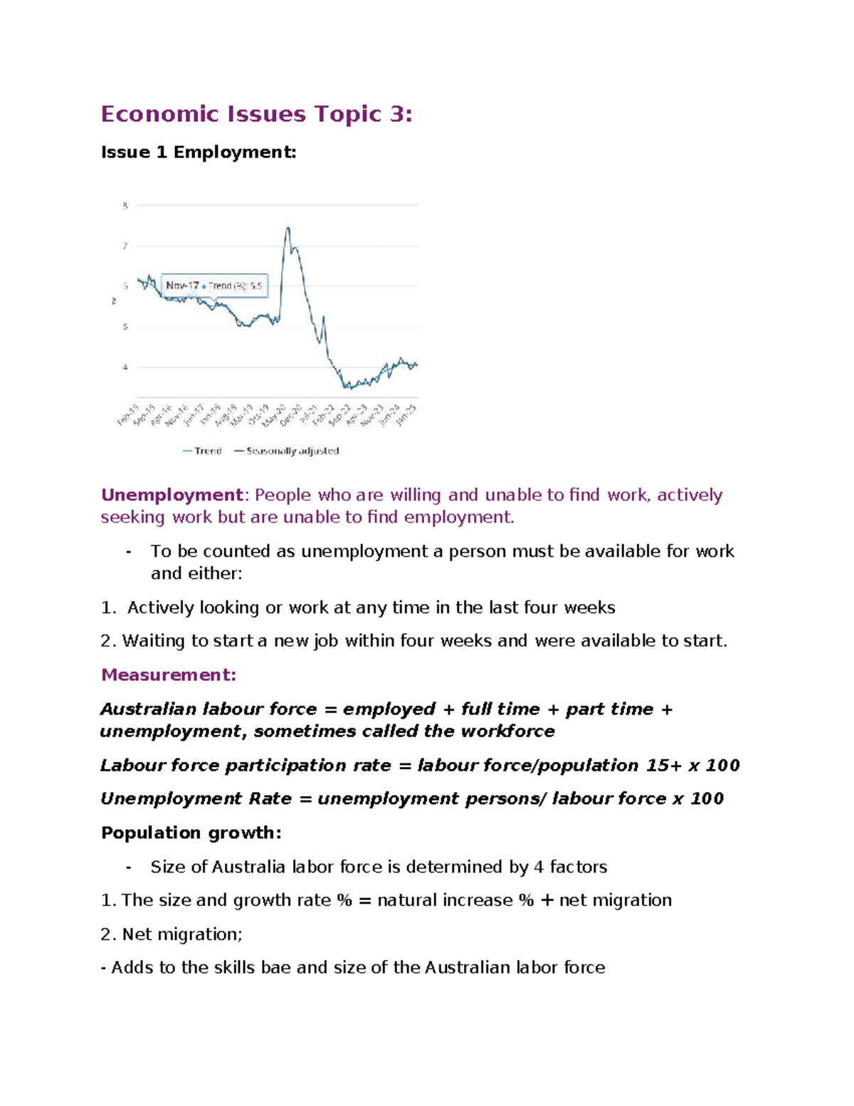 Economic Issues Topic 3: Employment and Unemployment Analysis - Studocu