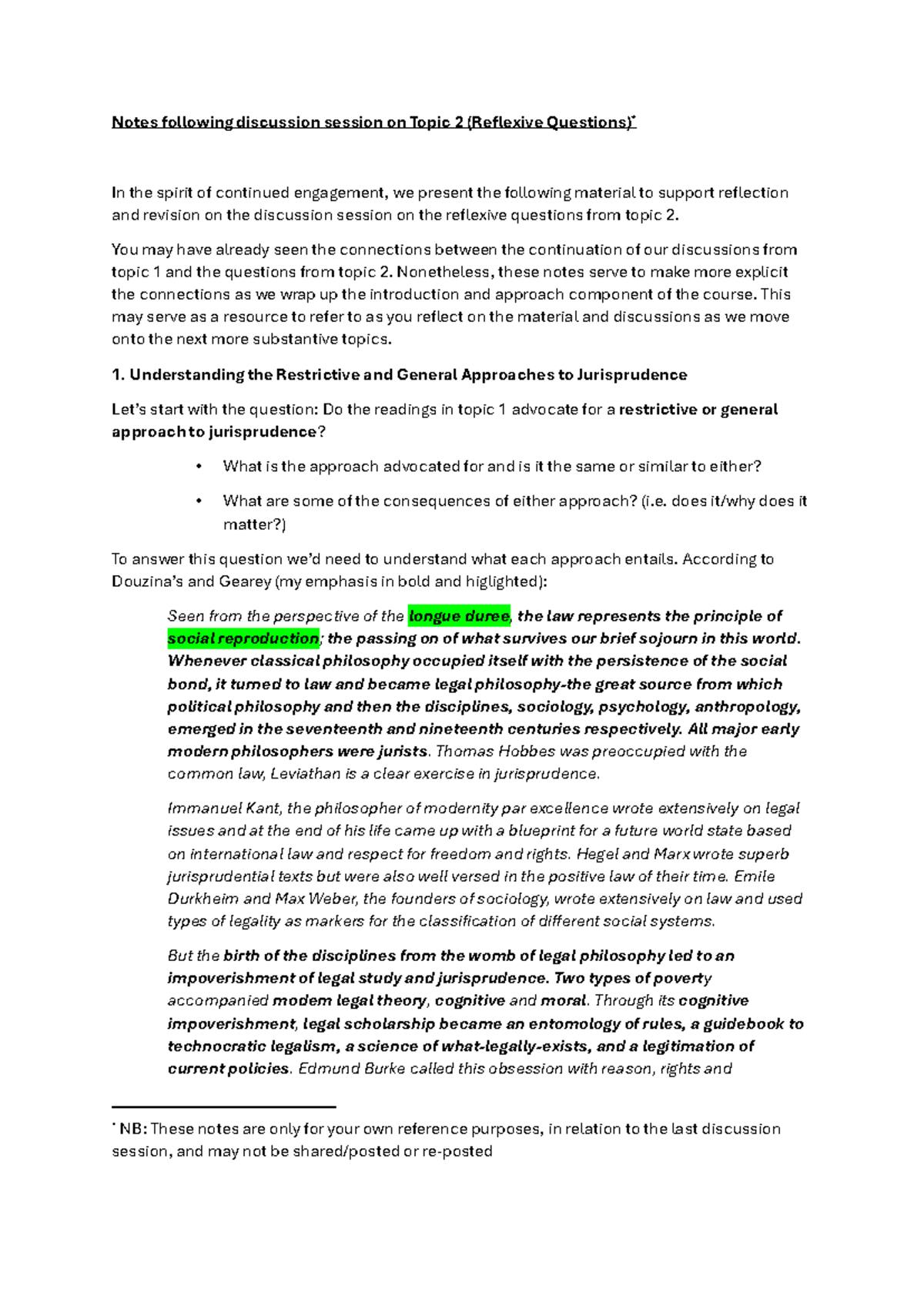 Notes on Topic 2 Discussion: Connecting Jurisprudence Themes (18 03 ...