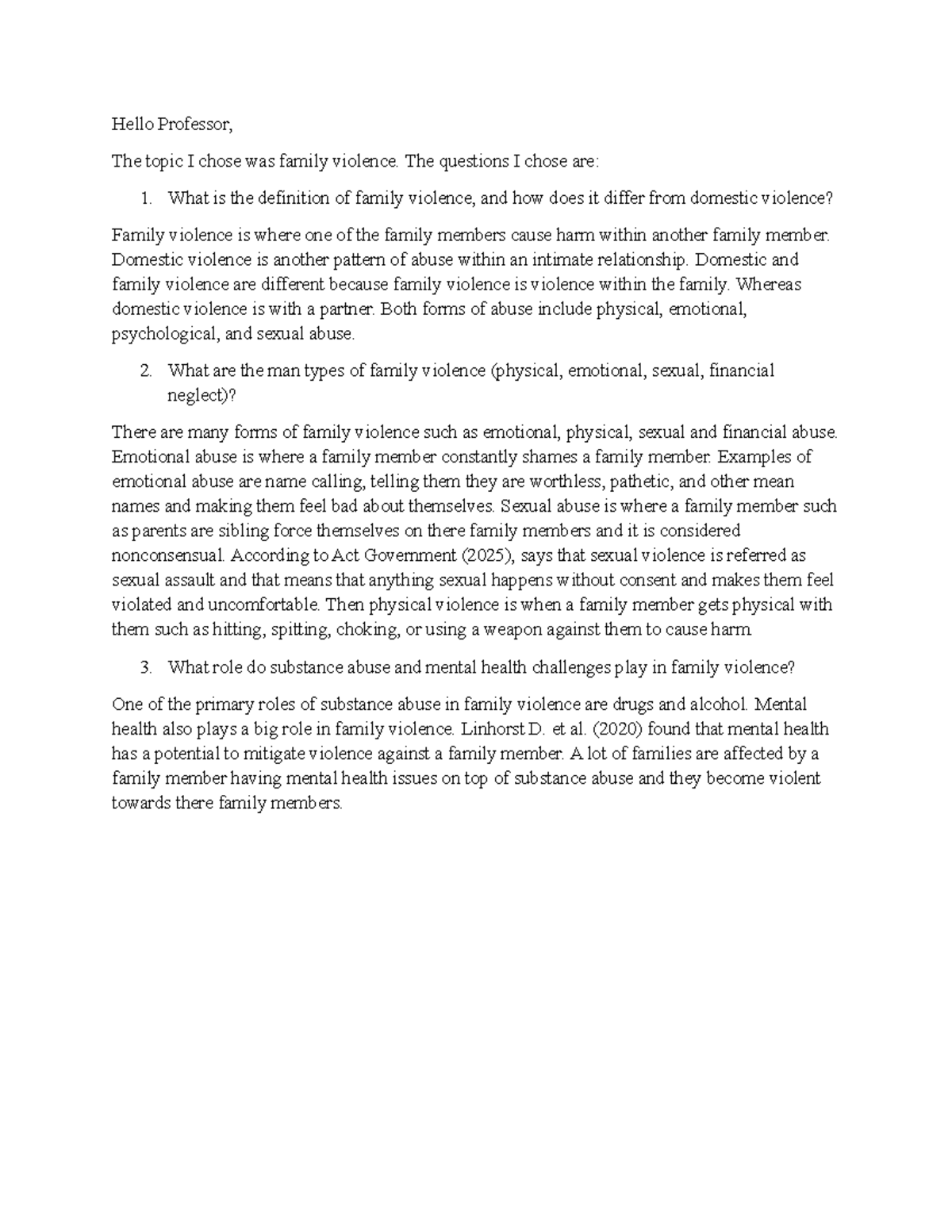 UNV-510 Family Violence: Definitions, Types, and Influences - Studocu