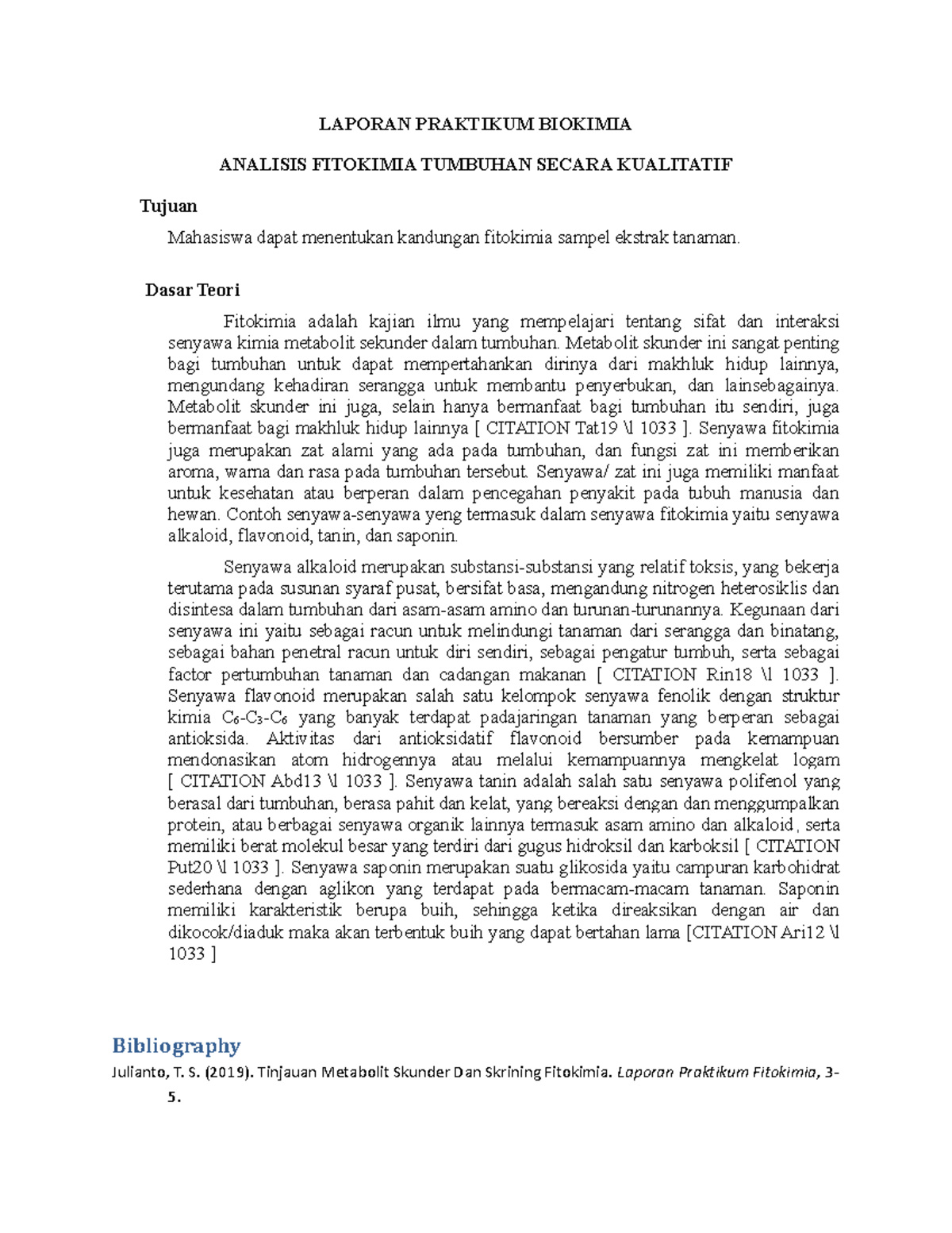 Laporan Praktikum: Analisis Kualitatif Senyawa Tanin dan Fitokimia ...
