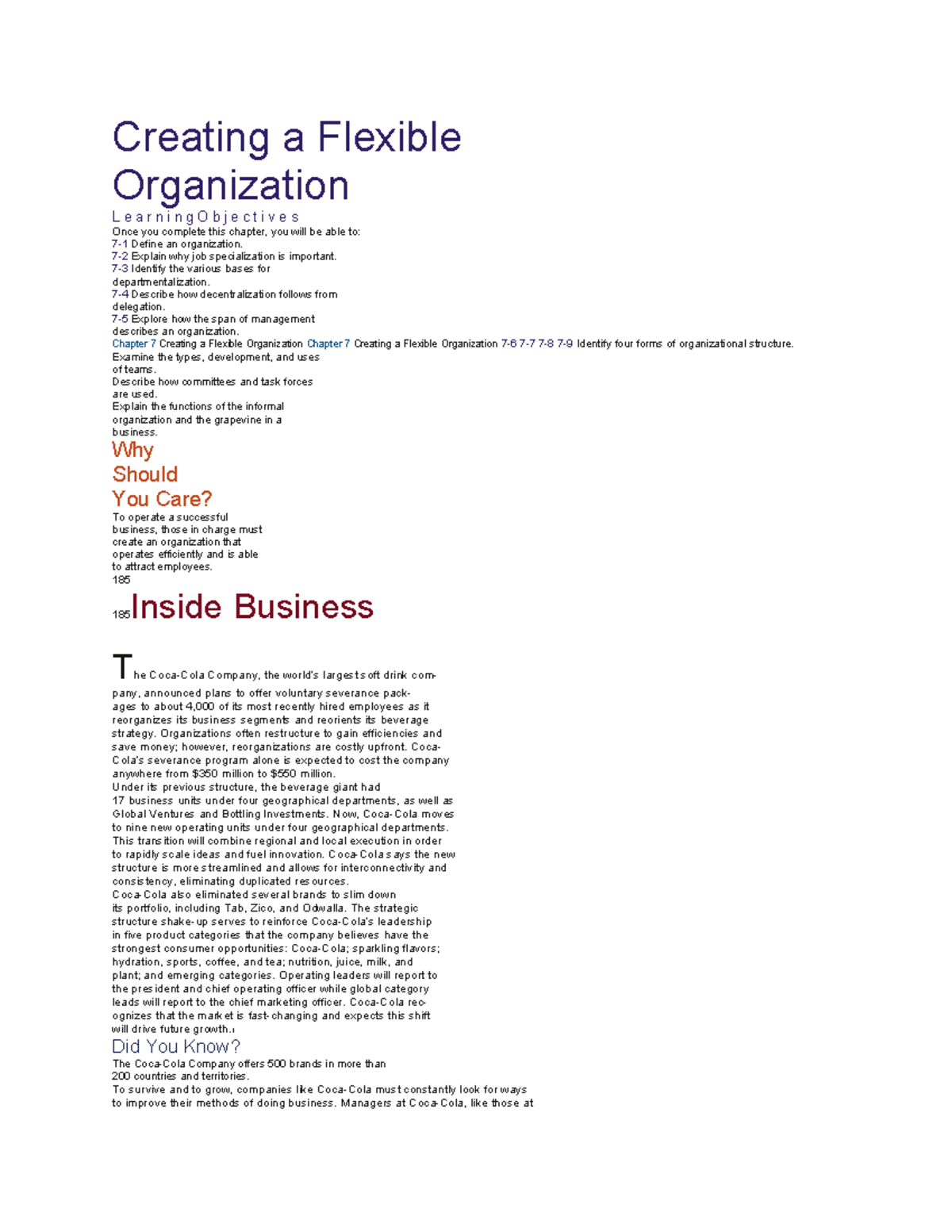 Creating a Flexible Organization: Chapter 7 Study Notes - Studocu