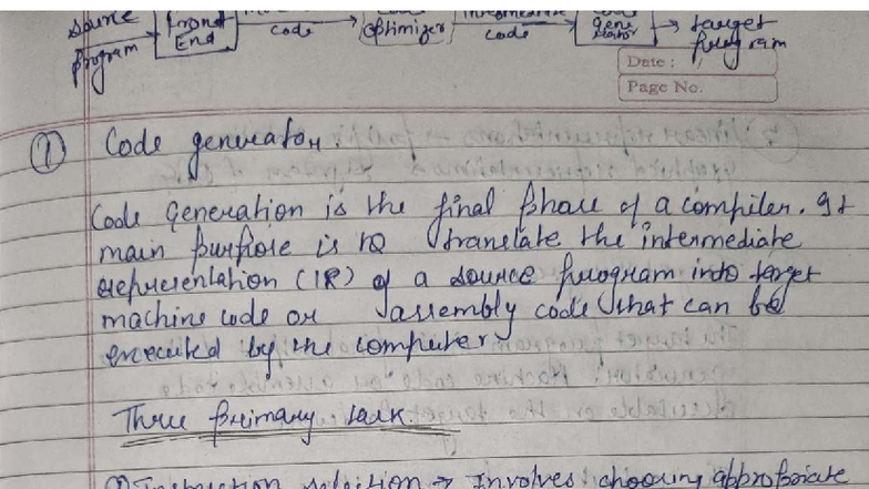 Code Optimization Techniques in Compiler Design (CS 101) - Studocu