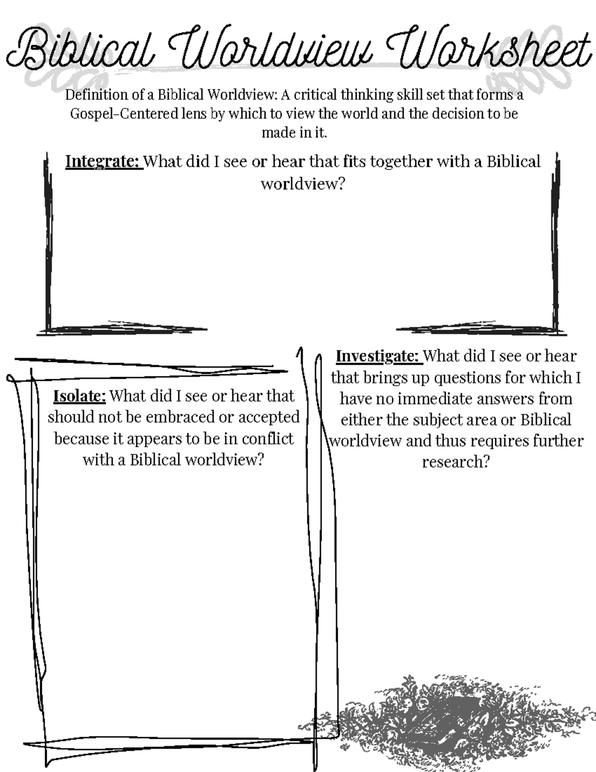 Biblical Worldview Worksheet-1 - Integrate: What did I see or hear that ...