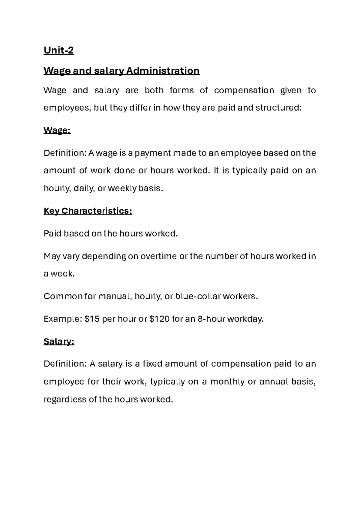 Wage and Salary Administration: Key Theories and Structures (CBM UNIT 2 ...