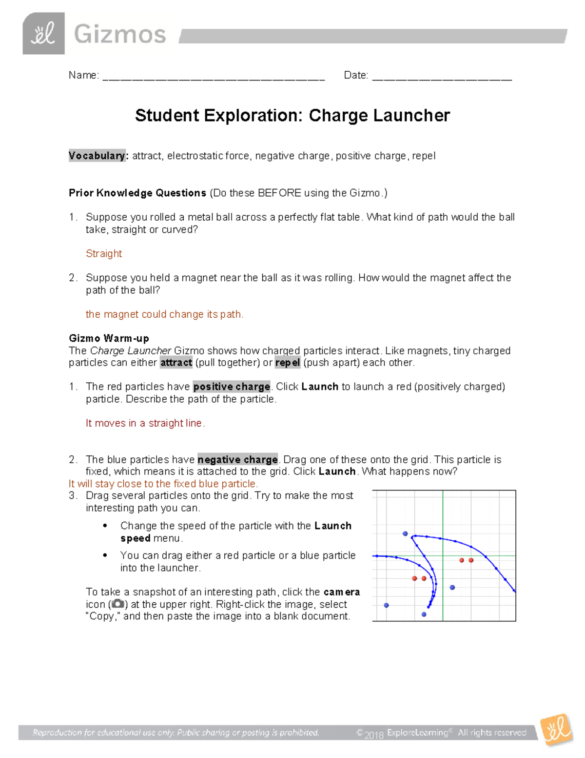 Gizmo - Charge Launcher SE: Understanding Electrostatic Forces - Studocu