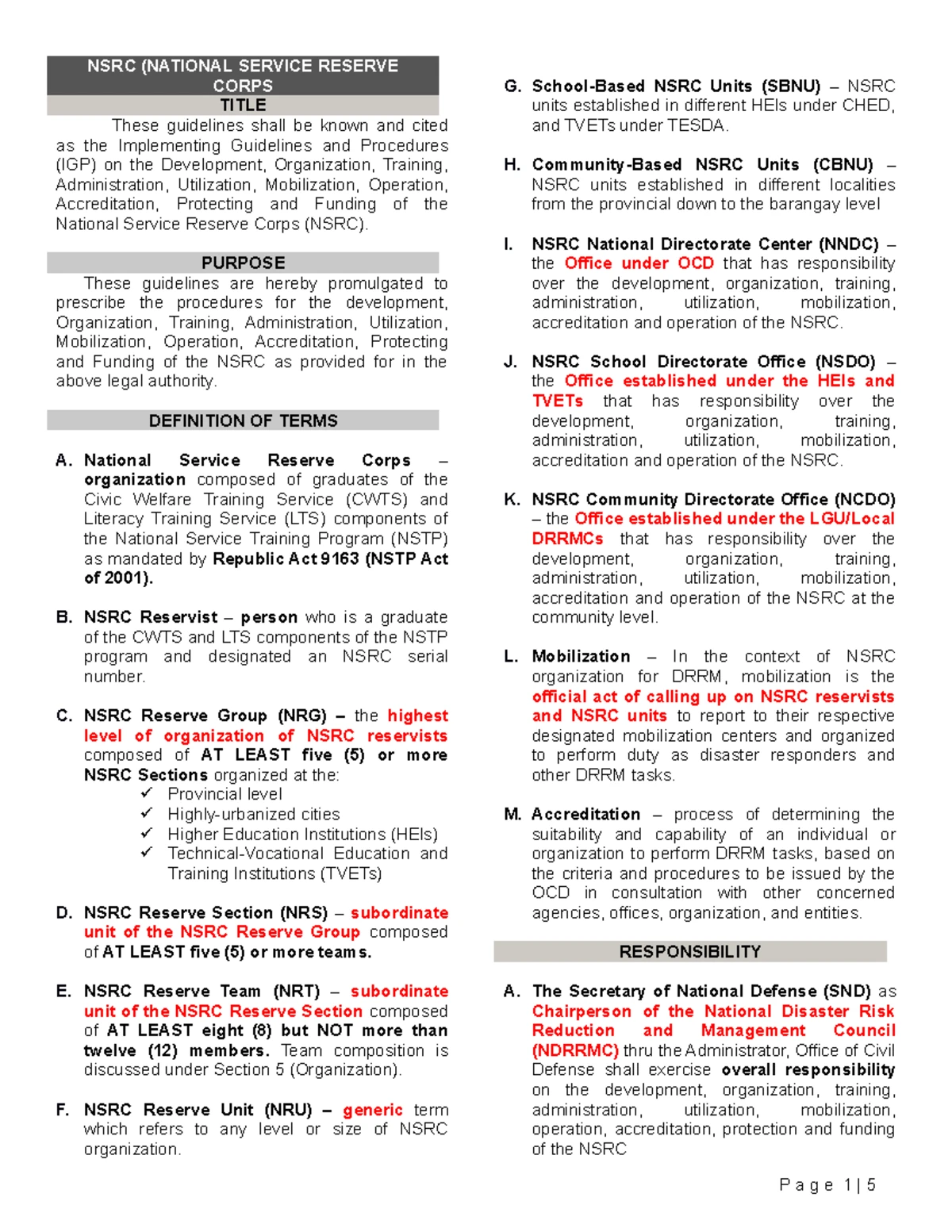 NSTP W6 - nstp - NSRC (NATIONAL SERVICE RESERVE CORPS TITLE These ...