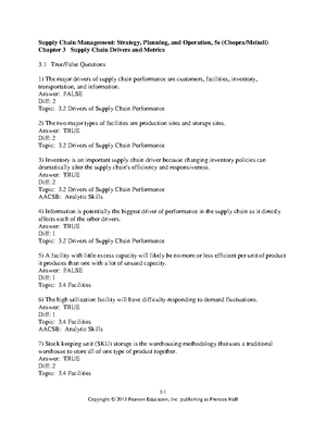 SCM 321 Chapter 2-Test Bank - 2- Supply Chain Management: Strategy ...