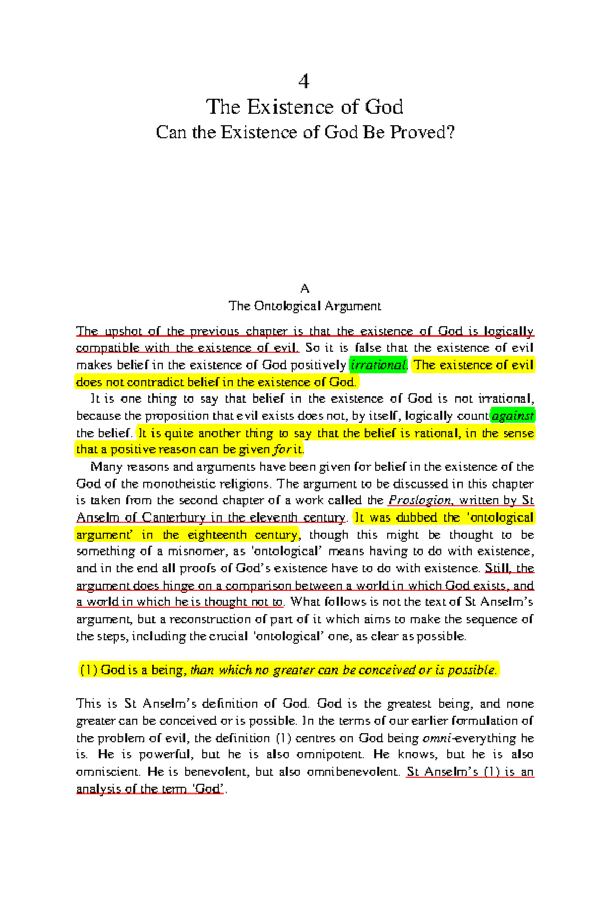 The Existence of God: Analyzing the Ontological Argument (PHIL 101 ...