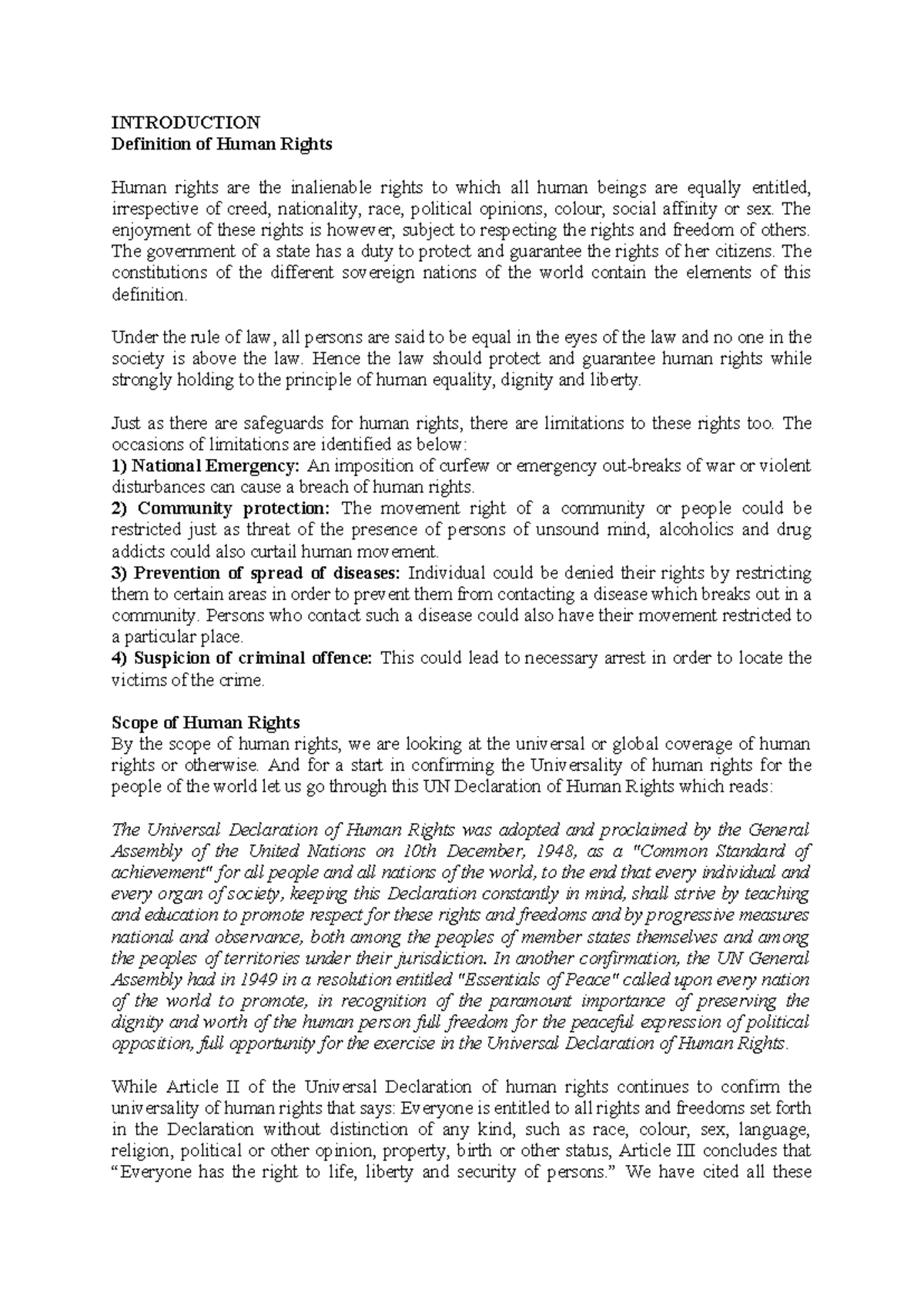 HUMAN RIGHTS: Definitions, History, and Universal Principles Overview ...