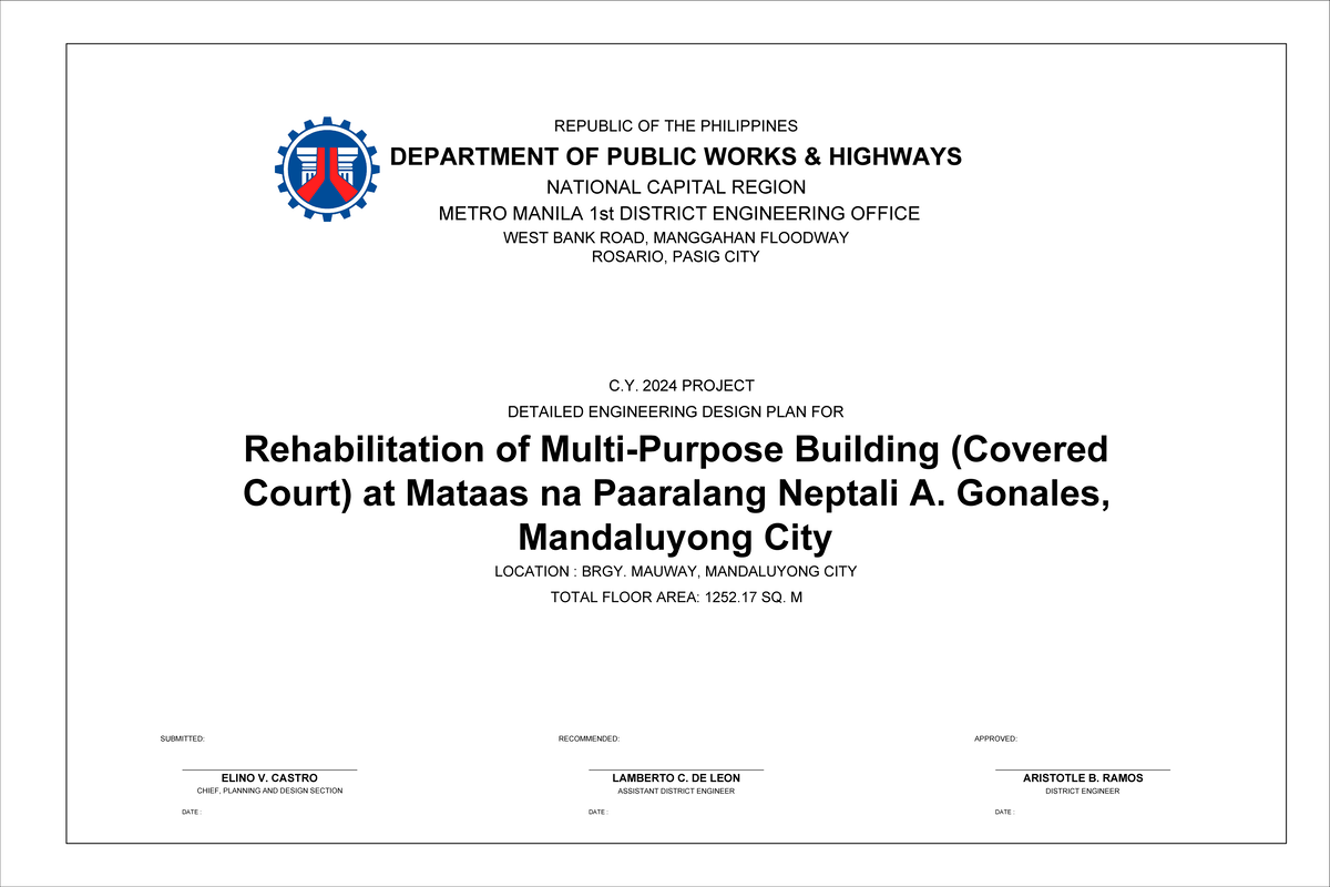 Rehabilitation Design Plan for Multi-Purpose Building (Covered Court ...